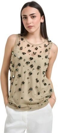 Liu Jo Femme, Tops, Vert, Taille: 40 FR Hauts sans manches