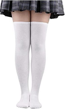 Generic Chaussettes en coton au-dessus du genou pour femme - Marche Extra Longue - Chaussettes pour homme, blanc, Taille unique