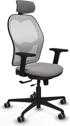 Piqueras y Crespo Ergonomischer Stuhl mit 2D-Armen, h&ouml;henverstellbare Lendenwirbelst&uuml;tze und h&ouml;henverstellbares Kopfteil, Wei&szlig;/Grau