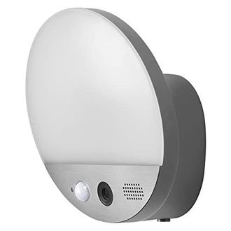 Ledvance SMART+ WIFI WALL ROUND CAMERA 10,5cm - Außenlampe mit Bewegungsmelder, Tageslichtsensor und HD-Kamera, Fernsprecheinrichtung und Alarm-Funktion, 15 W,
