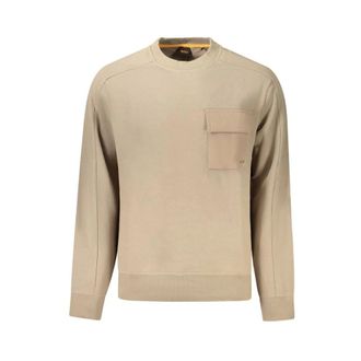 HUGO BOSS Homme, Sweatshirts et sweats à capuche, Beige, Taille: S Pull col rond en coton avec poche