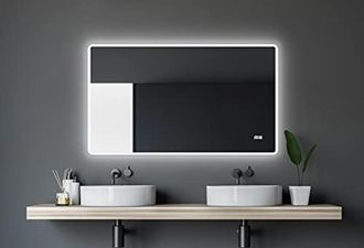 Talos Sun LED Badspiegel 120x70 cm mit Beleuchtung - Wandspiegel mit LED-Lichtumrahmung - Beleuchteter Badezimmer Spiegel mit neutralweißem Licht - Spiegel 