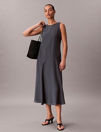 Calvin Klein Robe trap&egrave;ze longue en voile