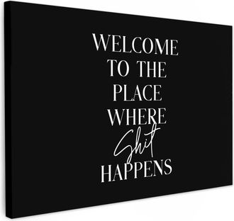 MuchoWow &copy; Leinwand Bilder 120x80 cm Wanddeko Badezimmer WC Toilette Aesthetic Room Decor Deko Zimmer Wandbilder Modern Bild auf Leinwand Zitate - Schwarz - Wi