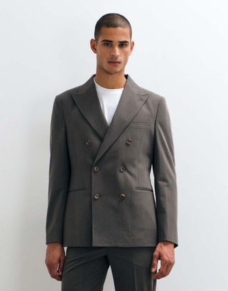 Asos veste de costume crois&eacute;e infroissable marron fonc&eacute;