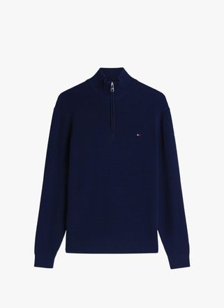 Tommy Hilfiger Pull droit &agrave; col zipp&eacute; en coton
