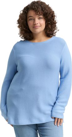 Tom Tailor Damen 1049416 Plussize Plus Size-Strickpullover aus Bio-Baumwolle, 34587-Light Fjord Blue, 48