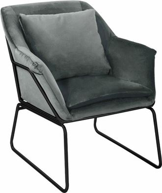 SVITA Svita - josie Fauteuil rembourré Fauteuil dappoint Gris Canapé Simple Fauteuil Relax Velours