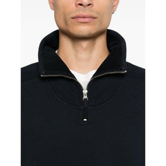 Stone Island Quarter-Zip Cotton Sweatshirt - Black