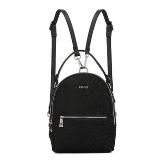 Kazar Schwarzer Lederrucksack mit Borsten und Tierdruck 2-in-1 - - Bags - Damen - Schwarzk - ONE SIZE
