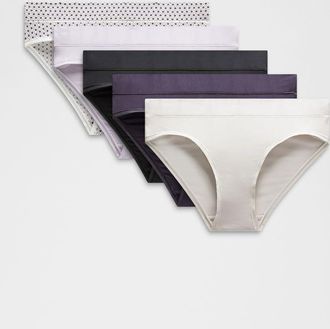 lululemon Culotte bikini UnderEase taille mi-haute Lot de 5 pour Femmes - Noir/Gris/Violet - Taille 2XL