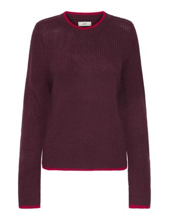 Jacqueline de Yong JdY Damen Jdyevie L/S On Contrast Pullover KNT, Maroon Banner, S