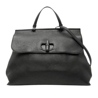 Gucci Pre-owned Sac Bandouli&egrave;re Grand Mod&egrave;le Bamboo Daily - Femme - Pre-owned - Noir - Taille: ONE Size