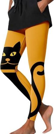 Generic Legging dentra&icirc;nement pour femme, taille haute, 4 directions, pantalon de course et de yoga, pantalon noir pour femme, jaune, 3XL