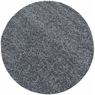 LIFE Tapis Rond Shaggy Uni Poils Longs Tapis Salon Chambre (Anthracite - 160x160cm)
