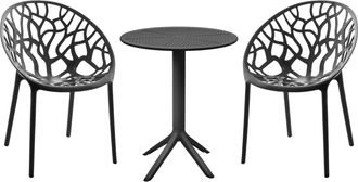 Clp Sitzgruppe Hoscana für den Garten | Wetterfestes Gartenmöbel-Set mit Tisch & stapelbaren Sessel | UV-beständig & pflegeleicht, Farbe:schwarz