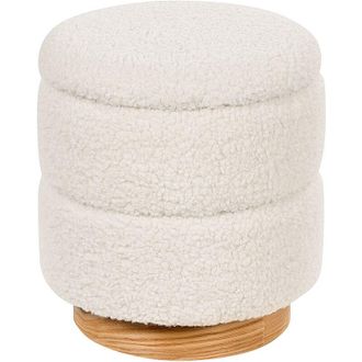 Beliani Pouf Coffre en Peluche Blanc Rangement Salon Assise Suppl&eacute;mentaire Ogden