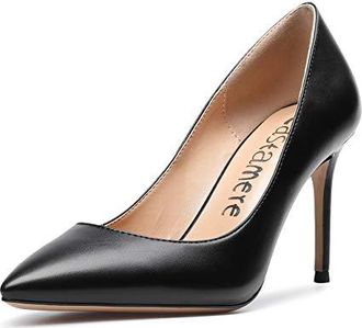 Castamere Escarpins Femme Bout Fermé Aiguille Talon 8.5CM Heels PU Noir Escarpin EU 38.5
