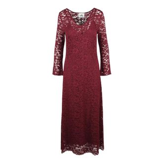 Pink Memories Langes Spitzenkleid - - Dresses - Damen - Rot - M