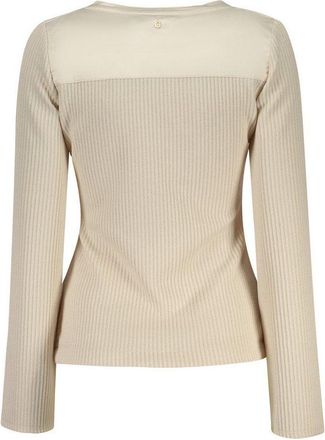 Guess Strickpullover Beiger Damenpullover mit V-Ausschnitt aus Bio-Baumwolle, Langarm, Kn&ouml;