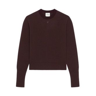 Courr&egrave;ges Pull en maille c&ocirc;tel&eacute;e - Femme - Pulls - Brun - Taille: 42 FR