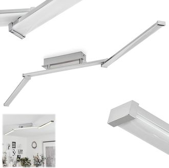 HOFSTEIN LED Deckenleuchte Kudus, moderne Deckenlampe aus Metall/Kunststoff in Chromfarben/Weiß, längliche Leuchte mit verstellbaren Elementen, 1 x LED 7,4 Wat