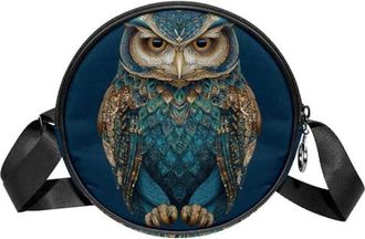 Generic Sac &agrave; bandouli&egrave;re rond pour femme, petit sac &agrave; bandouli&egrave;re r&eacute;tro avec fermeture &eacute;clair, bretelles r&eacute;glables, sac &agrave; main rond d&eacute;contract&eacute; pour femmes e