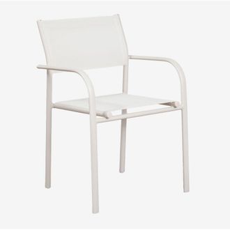 Sklum Pack aus 2 stapelbaren Gartenst&uuml;hlen mit Armlehnen aus Aluminium Olenia Gardenia Wei&szlig;