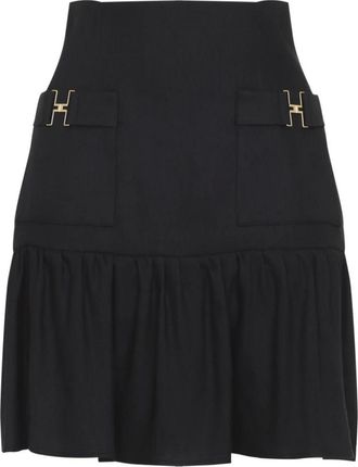 Elisabetta Franchi Femme, Jupes, Noir, Taille: 42 FR Mini-jupe en lin