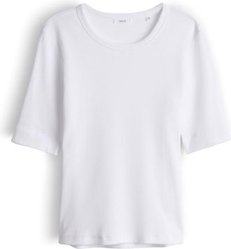 OPUS Damen Kurzarmshirt | Feines Rippshirt SUSTAFA Slim aus BCI Cotton Mix White, 42