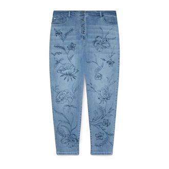 Fiorella Rubino Femme, Jeans, Bleu, Taille: 56 FR Jean Barrel avec broderie florale