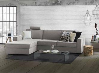 Dmora Talamo Italia - Sofa mit Halbinsel Grazia, Ecksofa mit Halbinsel Sinistra mit Stauraum, Standardarmlehnen, 100 % Made in Italy, 280 x 95 x 90 cm, Grau