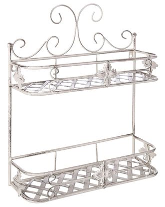 Beliani Retro Bad Wandregal aus Metall in Antik Optik wei&szlig; mit 2 Ablagen Marayes