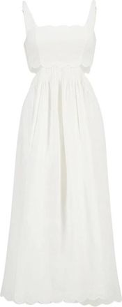 Zimmermann Femme, Robes, Beige, Taille: 38 FR Robe Midi en Lin Festonn&eacute; &agrave; Bretelles