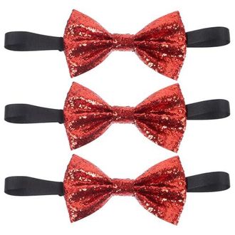 Yardwe Lot de 3 Noeuds Rouges &agrave; Paillettes Pr&eacute;-nou&eacute;s pour Homme, Ajustables, Accessoires Scintillants pour Mariage, Soir&eacute;e et Bal Masqu&eacute;, Costume &Eacute;l&eacute;gant et 