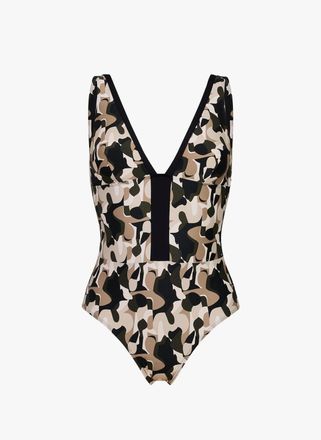 D Nu D Maillot de bain une pi&egrave;ce imprim&eacute; &agrave; col v
