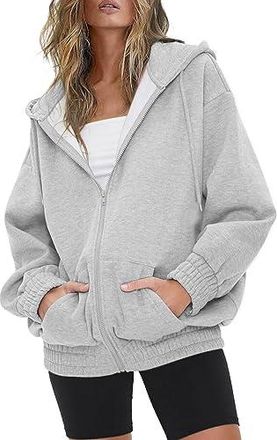 Generic 2026 Vestes &agrave; capuche &agrave; fermeture &eacute;clair pour femmes, adolescentes, filles, v&ecirc;tements surdimensionn&eacute;s, v&ecirc;tements dautomne mignons, veste d&eacute;contract&eacute;e 