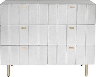 Kare Design Design Kommode Venice Line, Silber, Kommode mit 6 Schubladen, Holz Korpus, Stahl Beine, 89x106x40 cm (H/B/T)