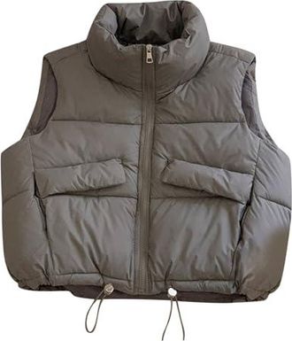 Generic Vestes pour femmes 2026 Veste d&eacute;contract&eacute;e unie &agrave; capuche avec poche zipp&eacute;e sans manches, gris, XXL