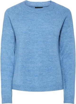 Pieces Pieces Pcjuliana Ls O-Neck Knit Noos BC Pull en Tricot, Bleu Azur, XS Femme