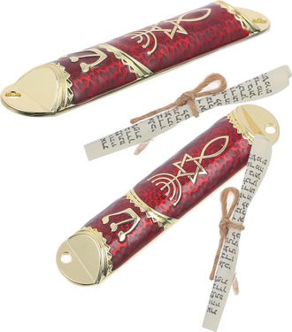 NUOBESTY 2 St&uuml;ck Metall Hausschutzplakette mit koscherer Schriftrolle Traditionelle j&uuml;dische T&uuml;rdekoration Edles Metalldesign f&uuml;r spirituellen Schutz und Wohna