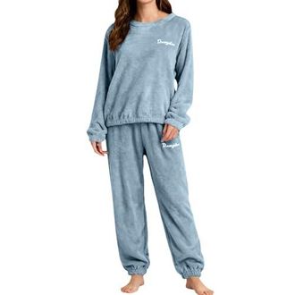 Generic Pyjamas dhiver douillets pour femmes, ensemble de nuit thermique chaud en polaire, 2 pi&egrave;ces, pyjamas longs &agrave; manches longues, v&ecirc;tements de nuit moelle