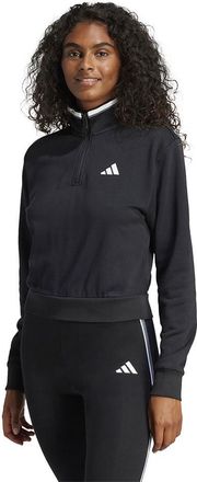 adidas Essentials Color Pop French Terry Crop Quarter-Zip Track Jacket Sportshirts, Schwarz, S f&uuml;r Damen, Schwarz, 36