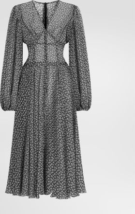 Dolce & Gabbana Kleid Aus Chiffon Mit Margeriten-print - Frau Collection Mehrfarbig 46
