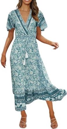 Generic Robes boh&egrave;me 2026 pour femmes, Vert, 3XL