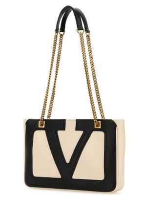 Valentino Garavani Mens Ivory Nappa Leather Small Viva Superstar Shoulder Bag Butterwhitenero Borse A Mano