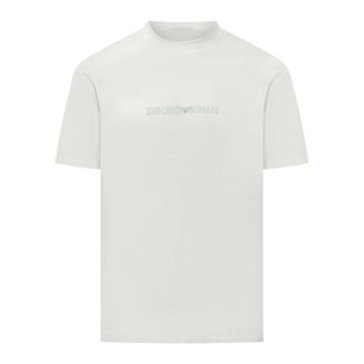 Emporio Armani T-shirt &agrave; col rond avec logo sur la poitrine - Homme - Tops - Blanc - Taille: 2XL