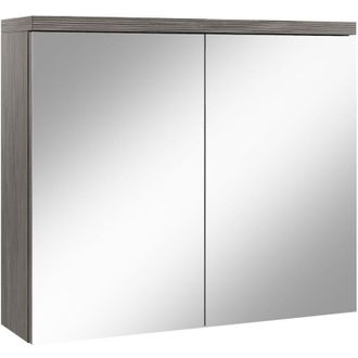 Badplaats Badplaats - Badezimmer Spiegelschrank Toledo 80cm Grau Eiche - Stauraum Unte
