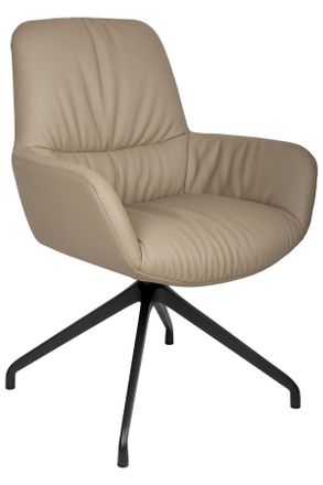 Dieter Knoll Collection Armlehnstuhl, Schwarz, Taupe, Metall, Leder, Echtleder, Rindleder, Drehkreuz, 64x89x65 cm, Sitzfl&auml;che 360&deg; drehbar, inklusive Armlehnen, automatische 