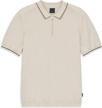 Bugatti Homme, Tops, Beige, Taille: XL Polo avec Fermeture &Eacute;clair et Bordure C&ocirc;tel&eacute;e